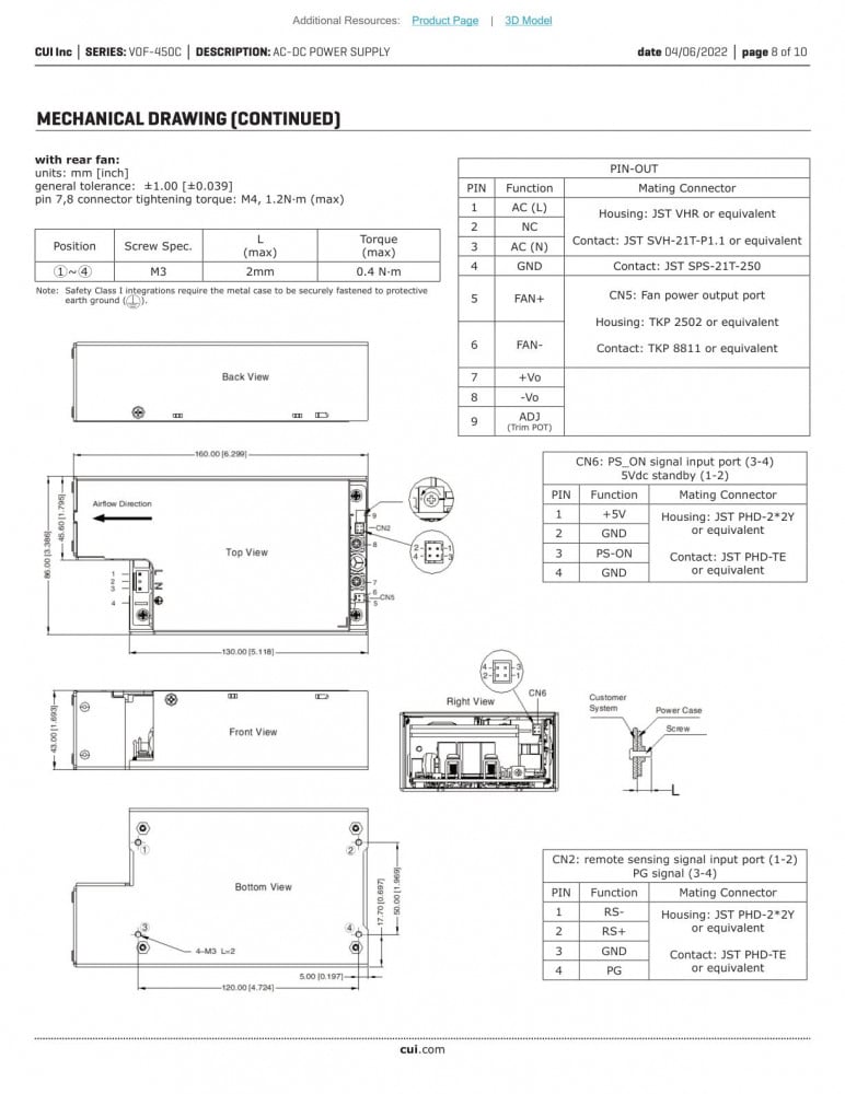 VOF-450C datasheet page 8