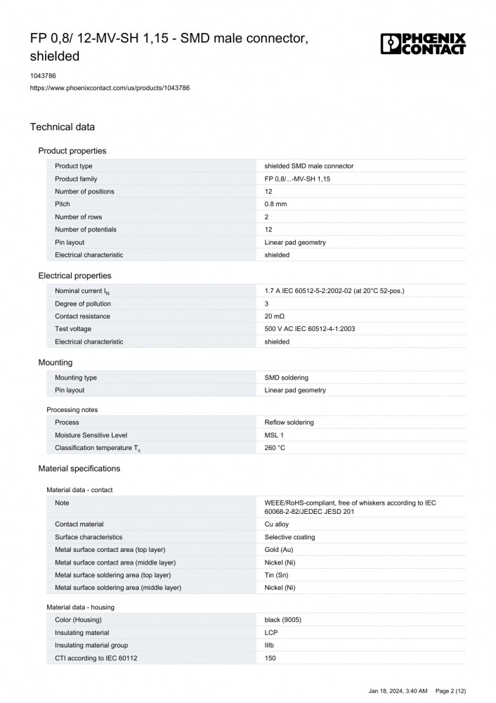 Phoenix Contact 1043786 technical document page 2