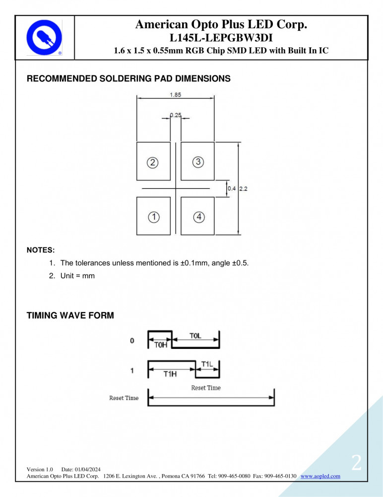 L145L-LEPGBW3DI datasheet page 2