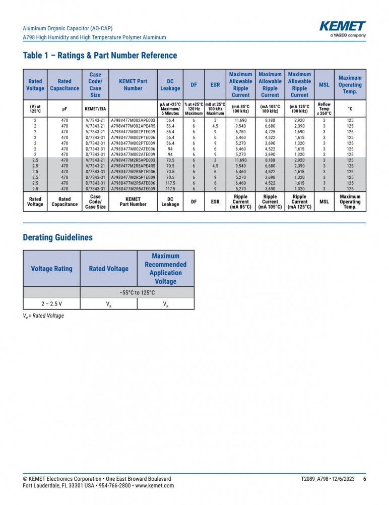 KEMET A798 datasheet page 6