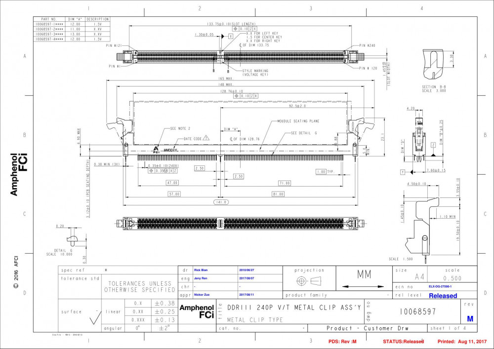 Amphenol 10068597 technical drawing page 1