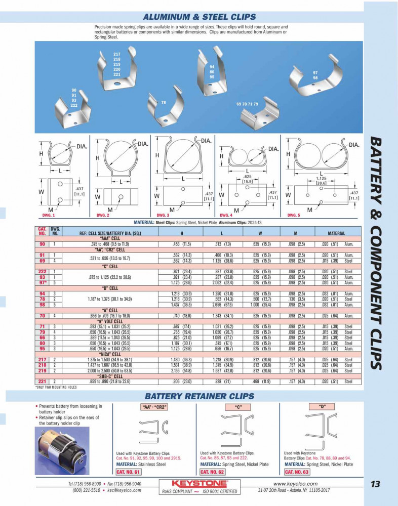 LEA NETWORKS battery retainer clip catalog documentation page