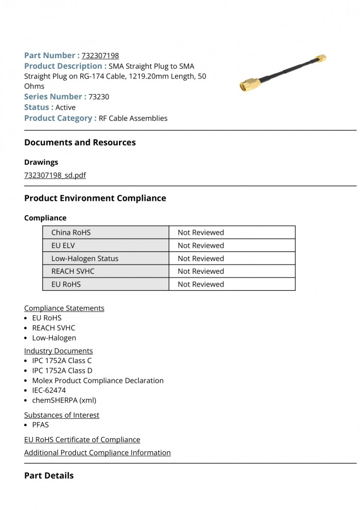 MOLEX 732307198 drawing, page 1