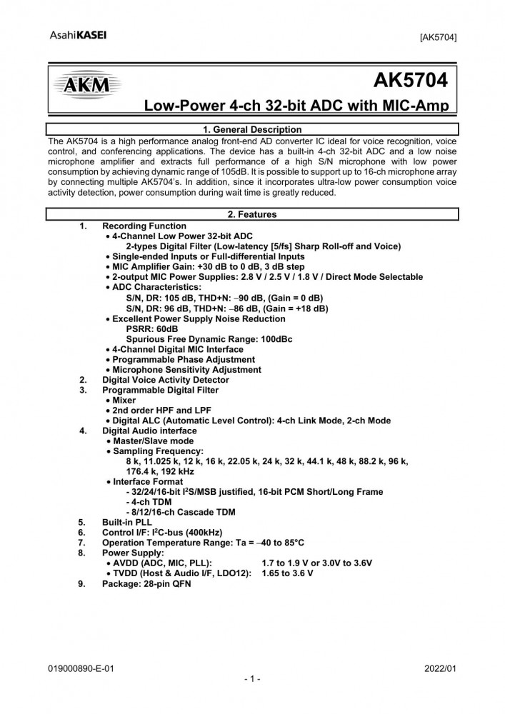 AK5704 technical document image 1