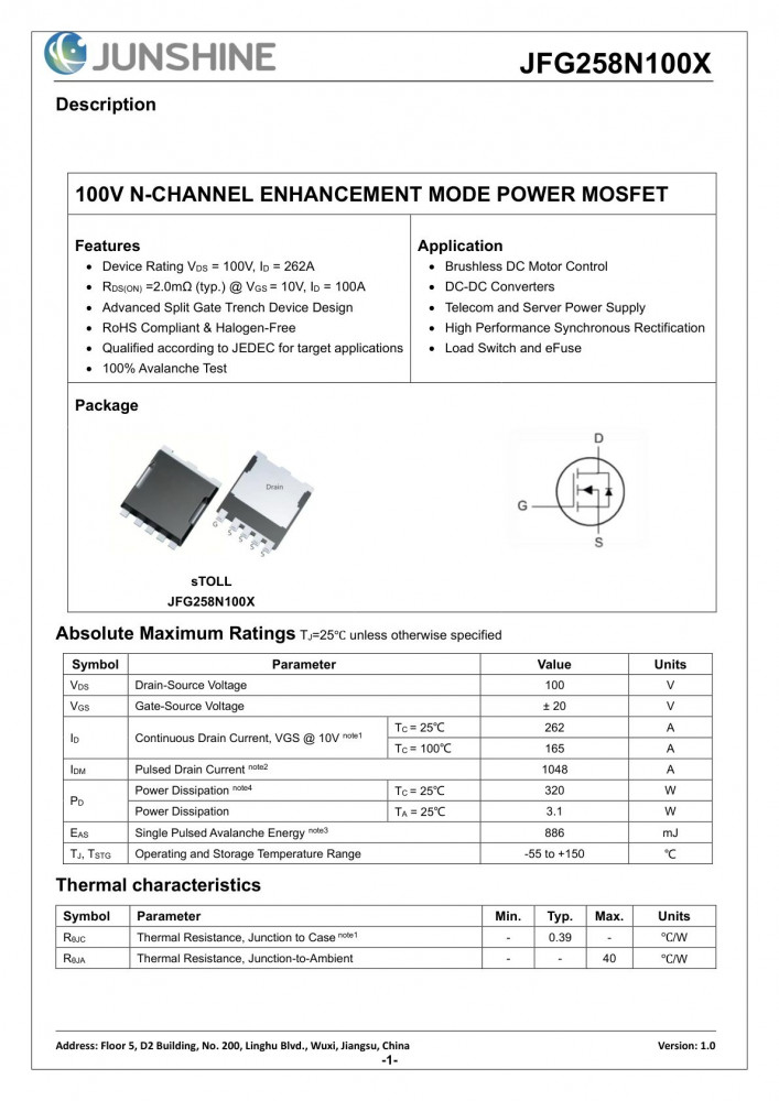 JFG258N100X datasheet page 1