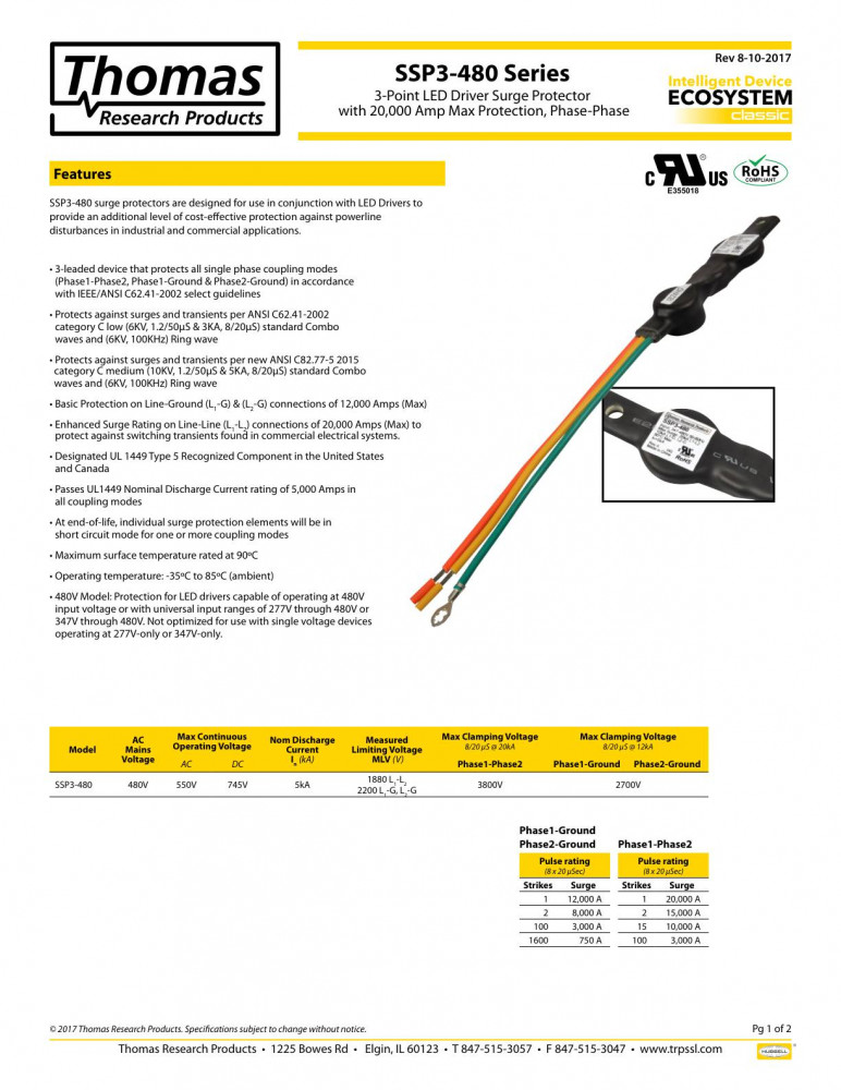SSP3-480 product document, page 1