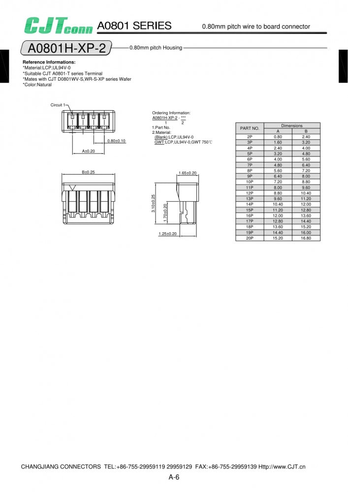CJT A0801 series technical document page 3
