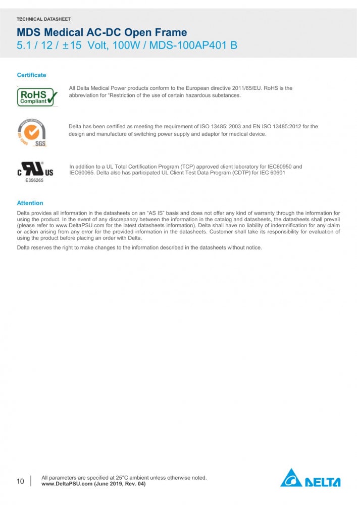 MDS-100AP401 BA datasheet page 10