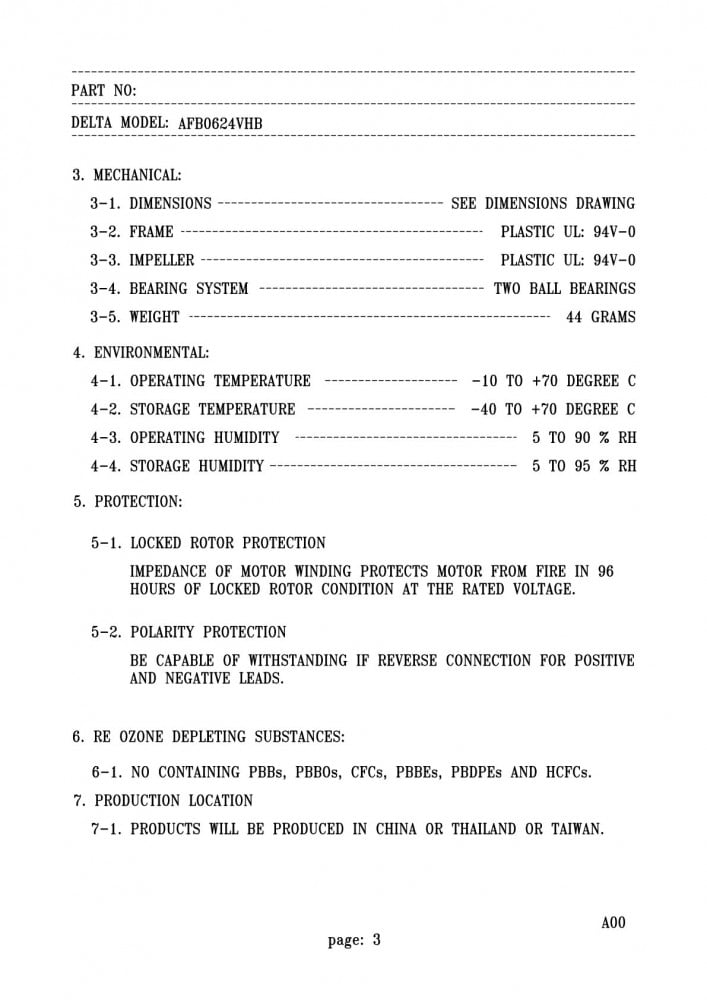AFB0624VHB specification page 3