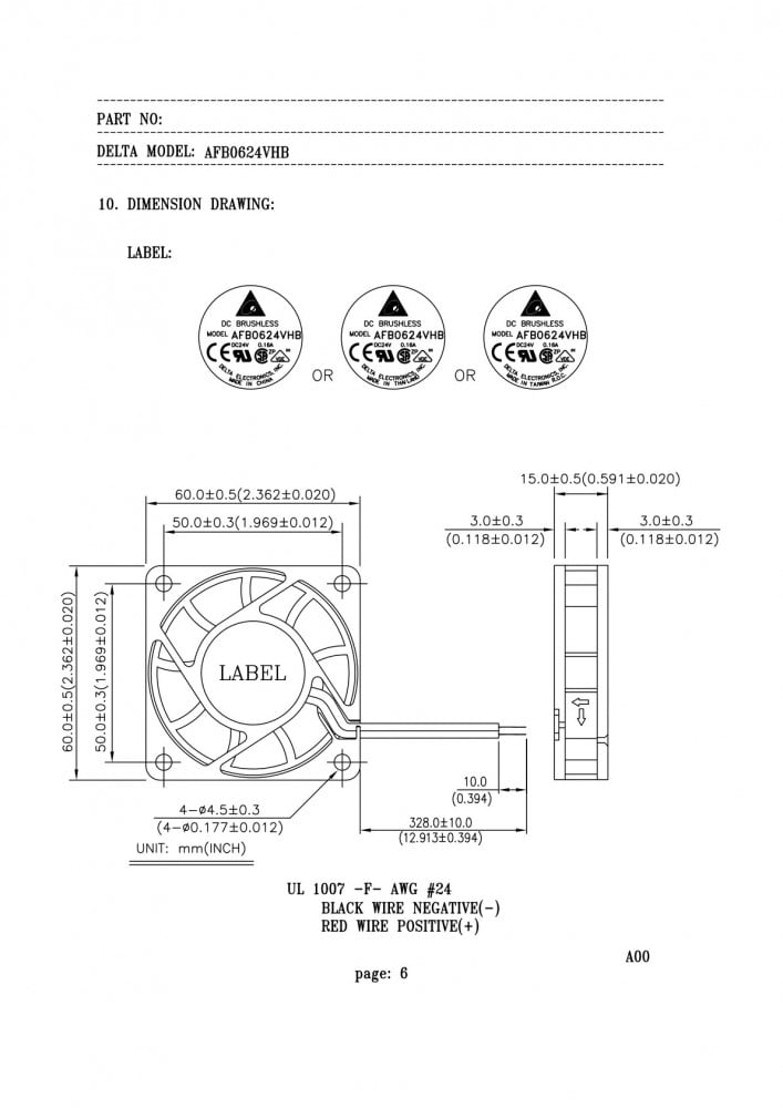 AFB0624VHB dimension drawing page 2