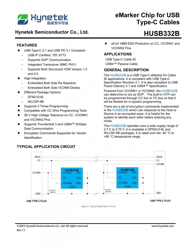HUSB332B datasheet page 1