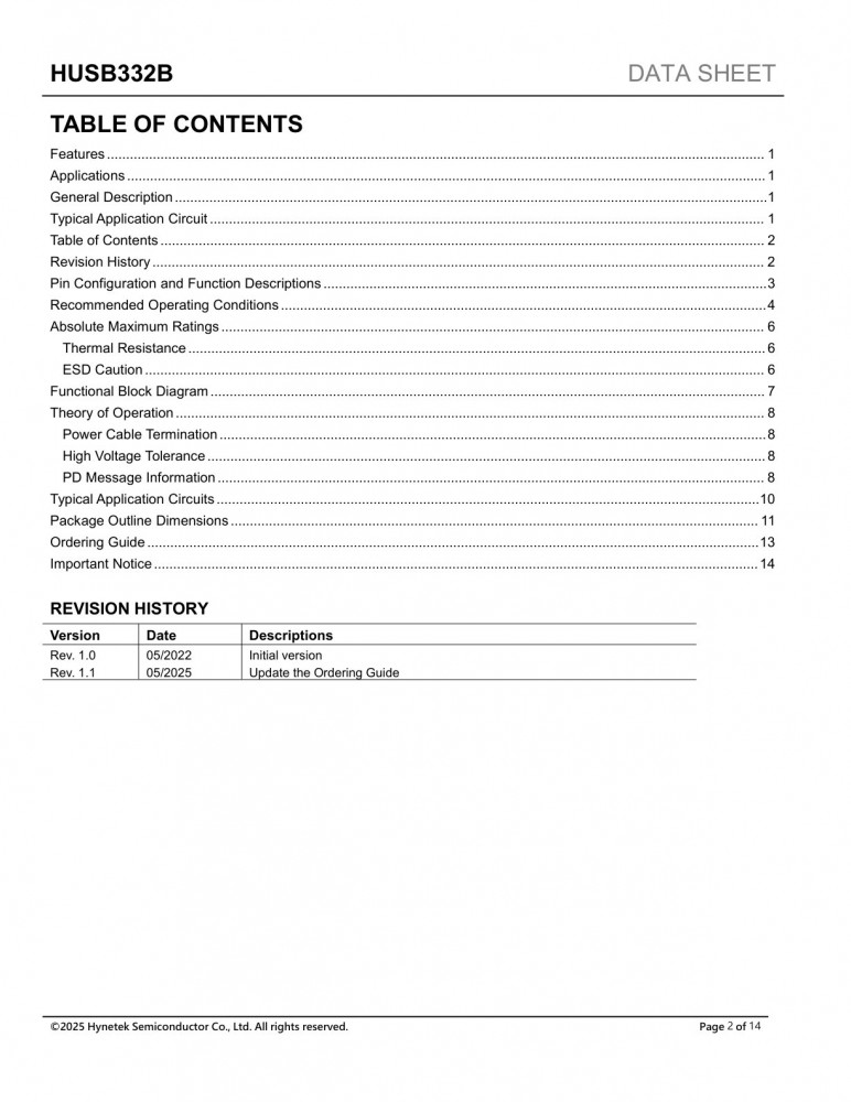HUSB332B datasheet page 2