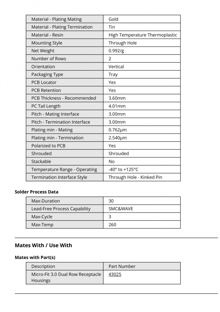 Technical document page 3 for MOLEX 440670603