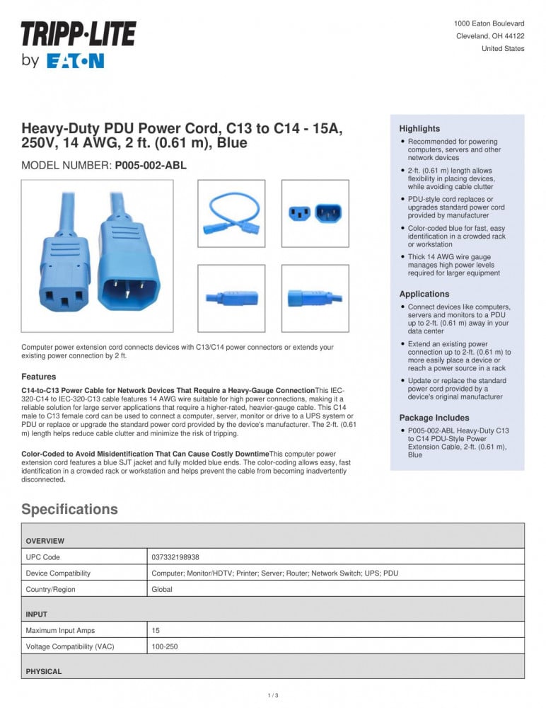 P005-002-ABL technical document page 1