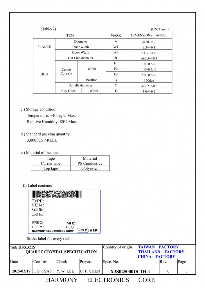 HELE X3S025000DC1H-U specification page 7