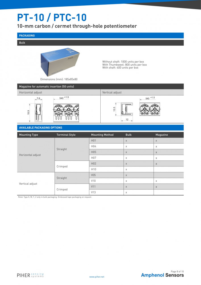 PT-10 specification page 8