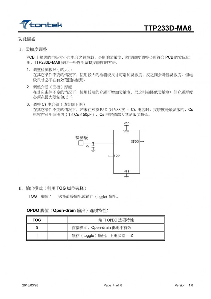 TTP233D-MA6N datasheet page 4