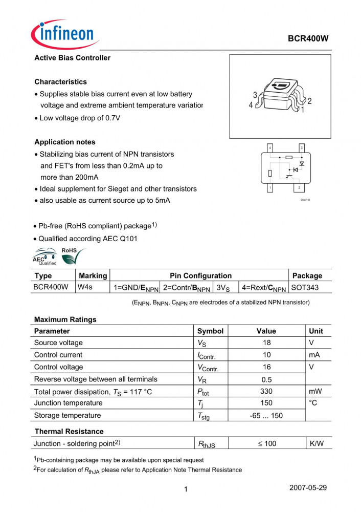 BCR 400W H6327 datasheet page 1