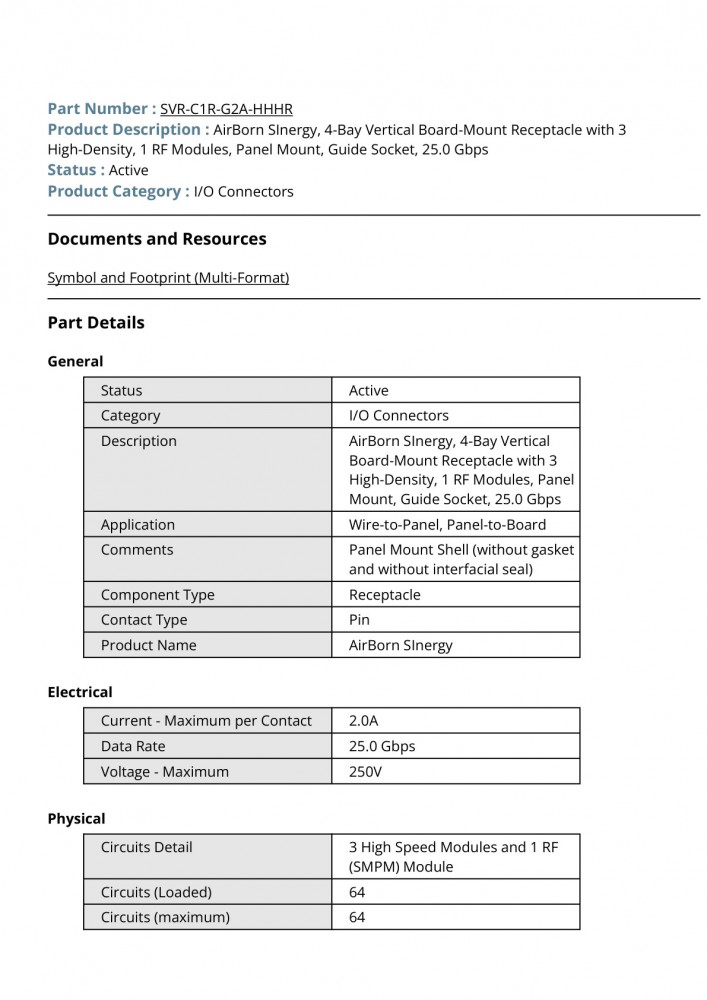 SVR-C1R-G2A-HHHR product document page 1