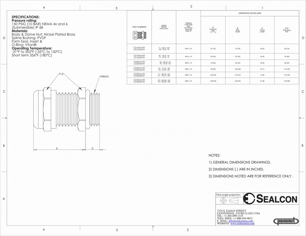 Sealcon CD20MR-RV technical document page