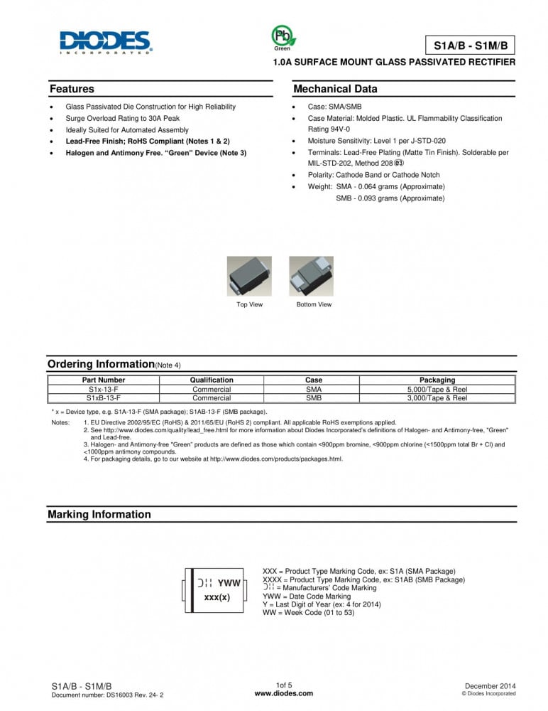S1M-13-F datasheet page 1