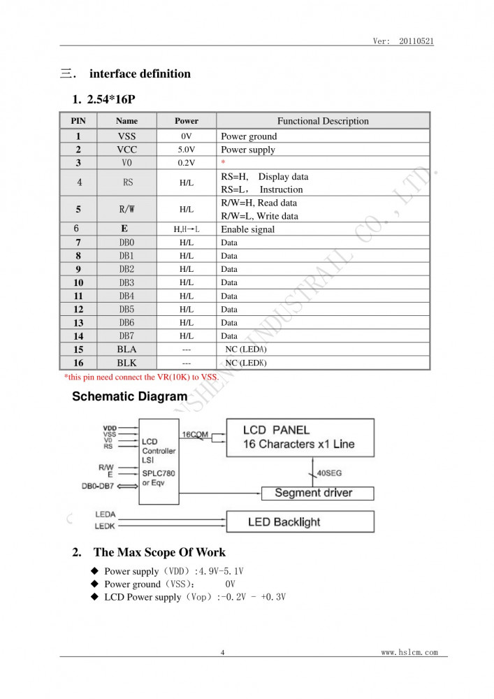 HS1602A datasheet page 4