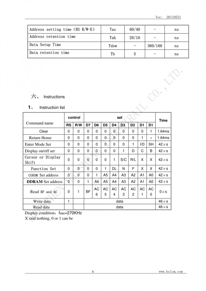 HS1602A datasheet page 8