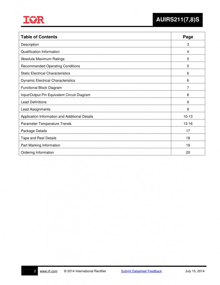 AUIRS2118STR datasheet page 2