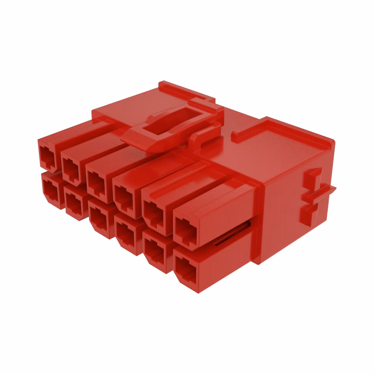 Mega-Fit ColorLock Tangless TPA-Capable Receptacle Housing, Dual Row, 12 Circuit, UL 94V-0, Glow-Wire Capable, Red for sale
