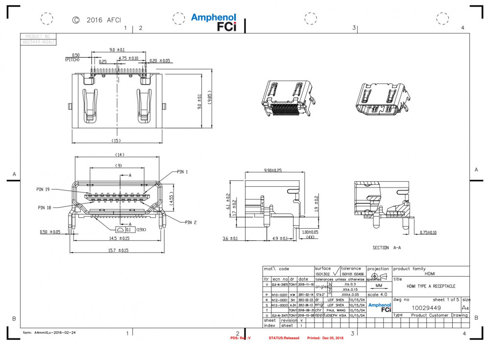 Amphenol 10029449 drawing page 1