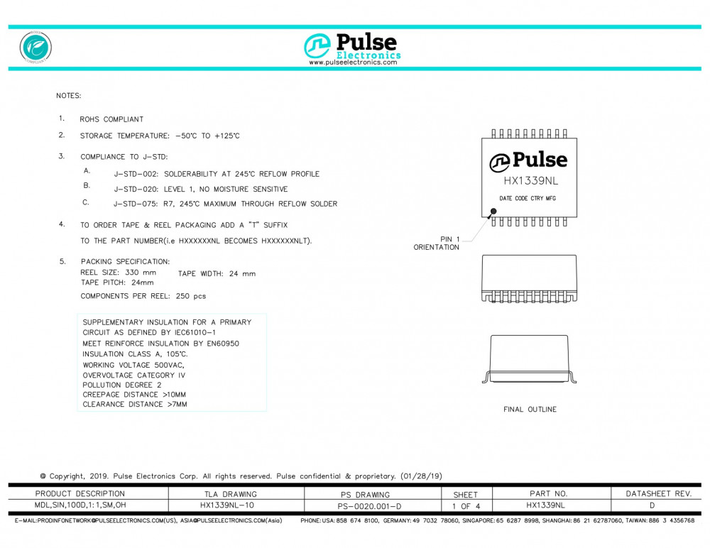 HX1339NL datasheet page 1