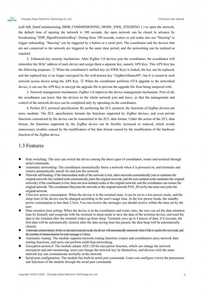EBYTE E18 series datasheet page 4