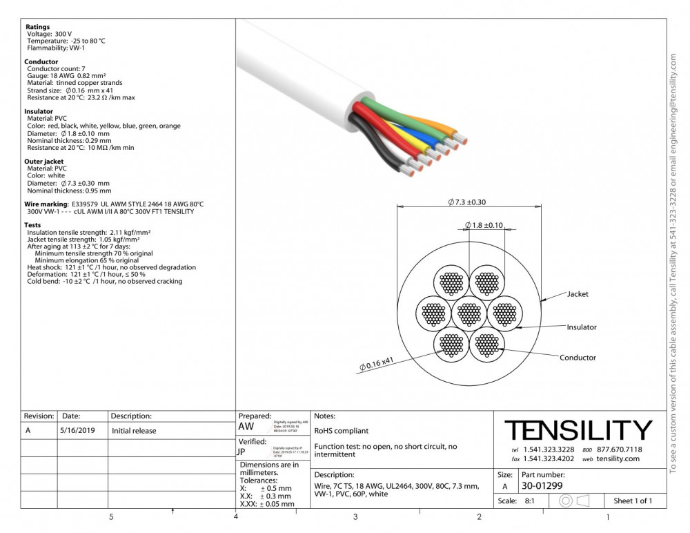 Tensility International 30-01299 cable drawing