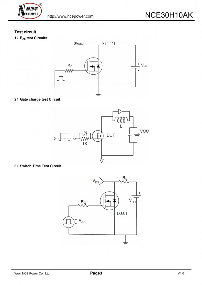 NCE30H10AK datasheet page 3