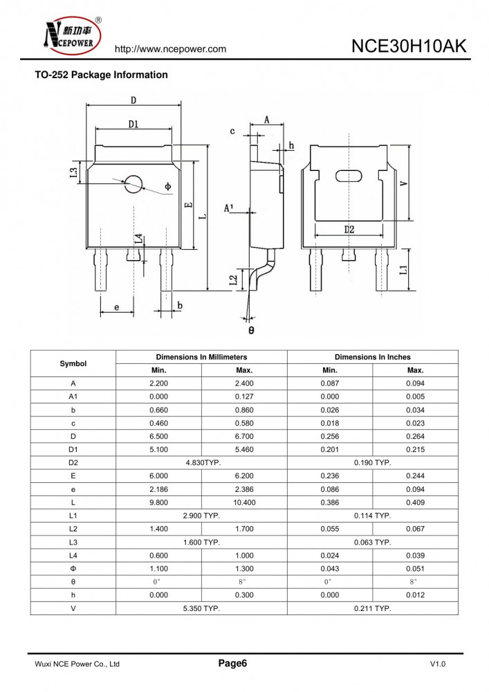 NCE30H10AK datasheet page 6