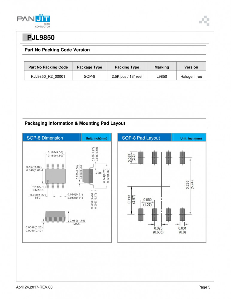 PJL9850 datasheet page 5