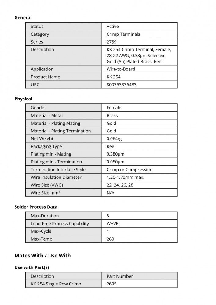 Product documentation image 2 for MOLEX 39000376