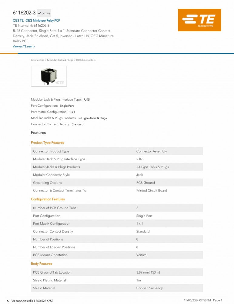 6116202-3 technical document page 1