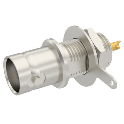 BNC / BULKHEAD JACK RECEPTACLE FRONT MOUNTING WITH SOLDER POT CONTACT + TAG for sale