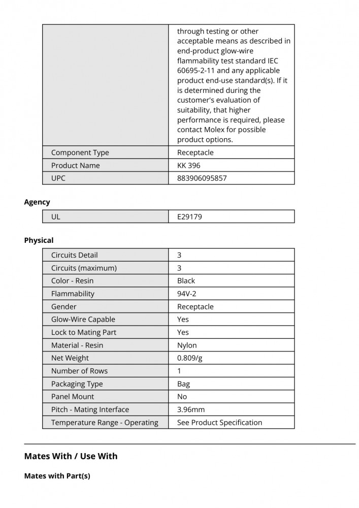 Molex KK 508 specification preview, page 3