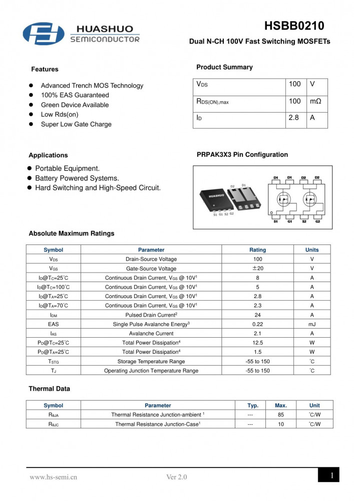 HSBB0210 datasheet page 1