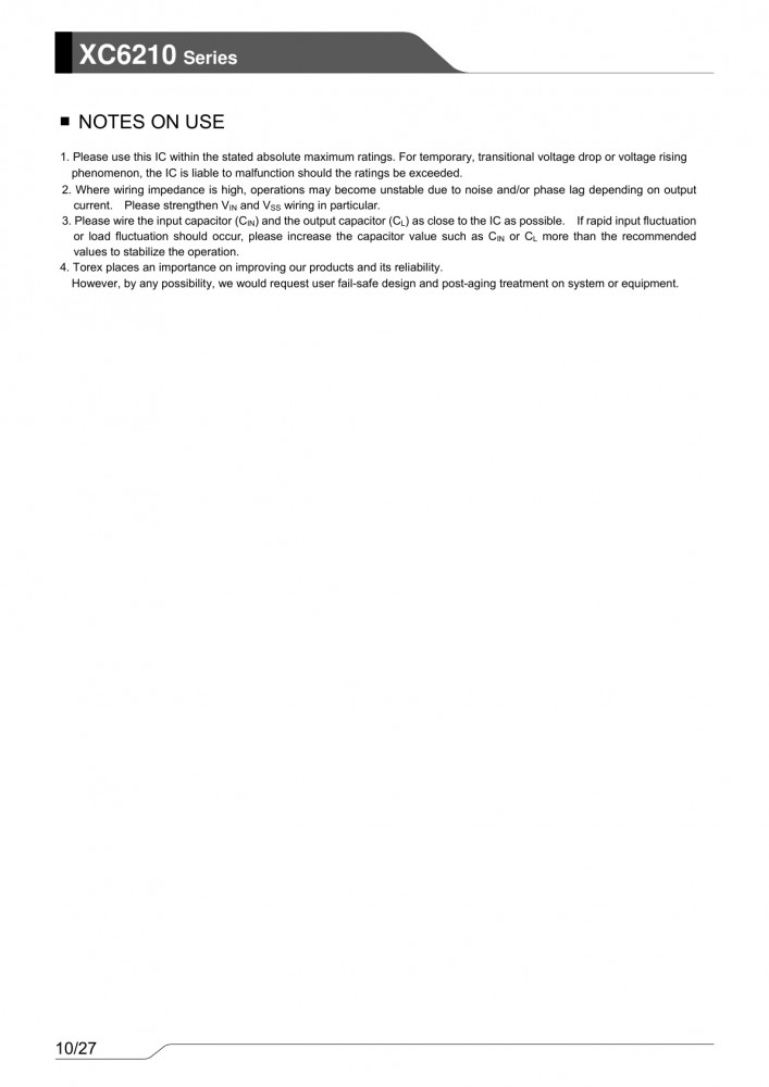 XC6210 series datasheet page 10