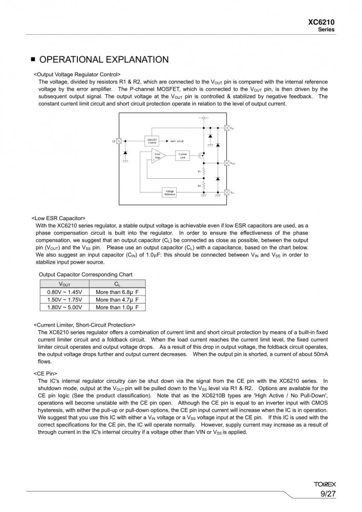 XC6210 series datasheet page 9