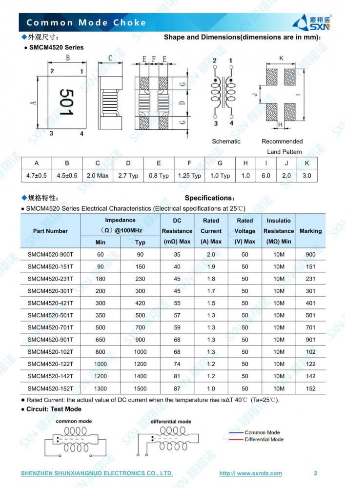 SMCM4520-900T technical document page 2