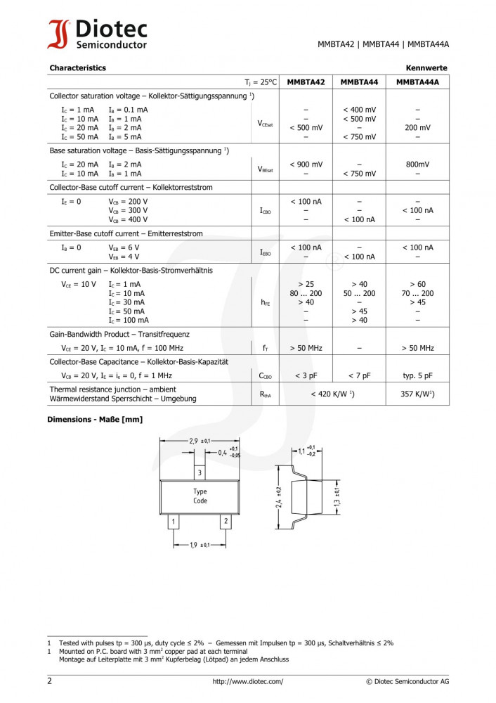 MMBTA42 datasheet page 2