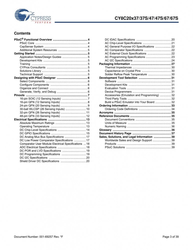 AEK-CY8C20XX7 technical document page 3