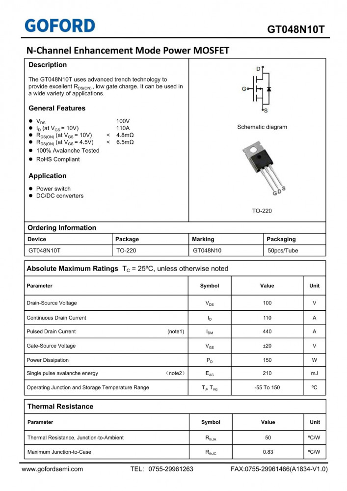 GT048N10T datasheet page 1