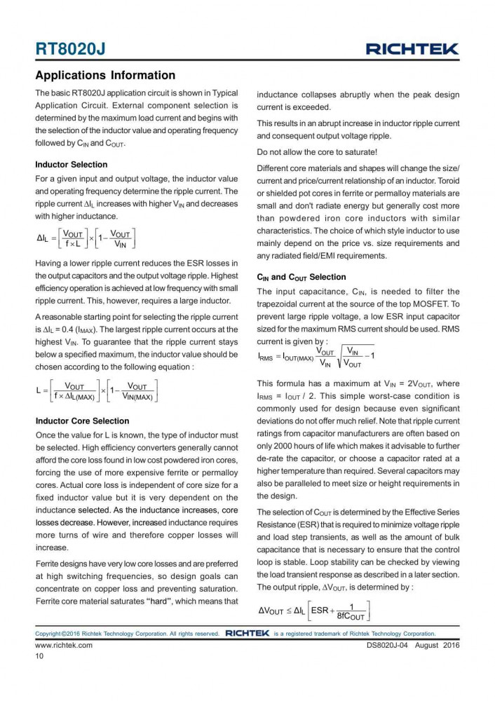 RT8020J datasheet page 10