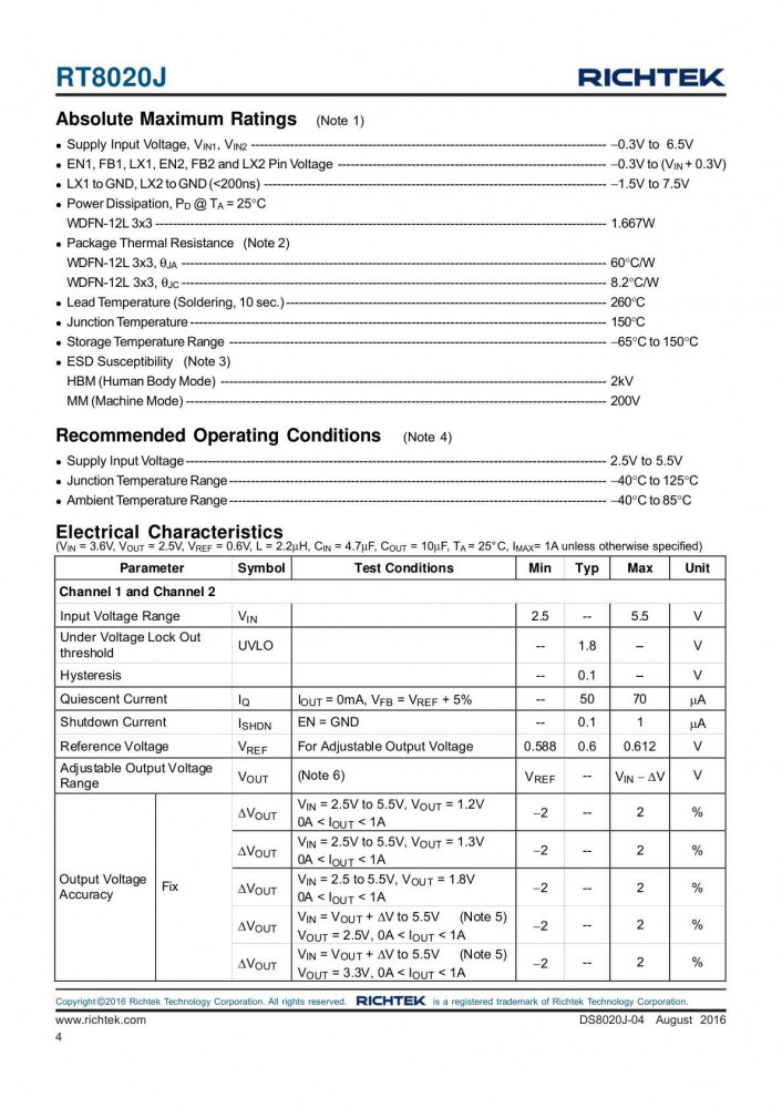 RT8020J datasheet page 4