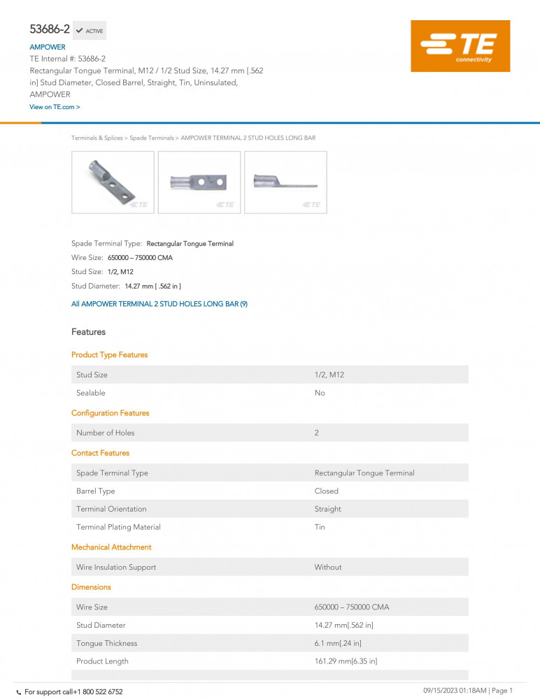 TE Connectivity 53686-2 technical document page 1
